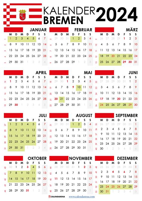 Kalender Bremen Mit Ferien Feiertage Calendarena Medium