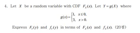solved let x be a random variable with cdffx x let y g x