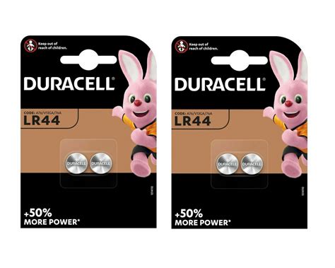 4 X Duracell LR44 1 5V Alkaline Button Cell Batteries LR 44 A76 AG13