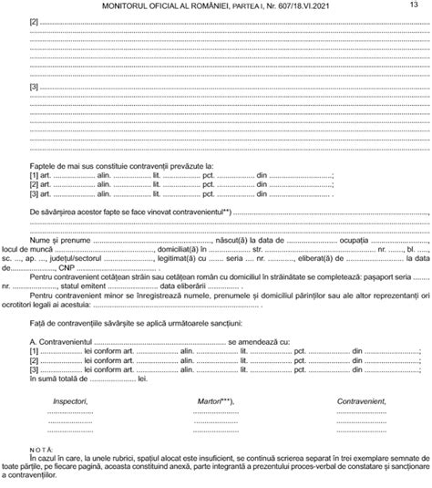 O 722 2021 Noul Model De Proces Verbal De Constatare Si Sanctionare A
