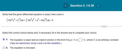 solved verify that the given differential equation is exact