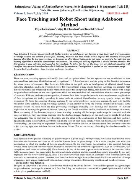 face tracking and robot shoot using adaboost method download free pdf principal component