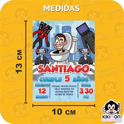 Invitacion Digital Skibidi Toilet Fiesta Infantil Cumpleaños en venta