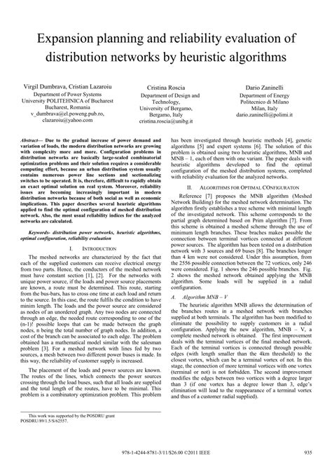 pdf expansion planning and reliability evaluation of distribution networks by heuristic algorithms