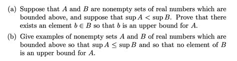 solved a suppose that a and b are nonempty sets of real