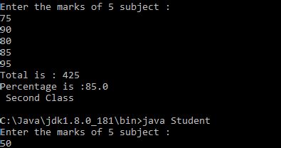 ProgrammingKida Write A Java Program To Input Marks Of 5 Student If 5