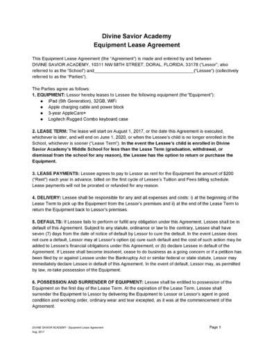 44 Plantillas Sencillas De Contratos De Arrendamiento De Equipos