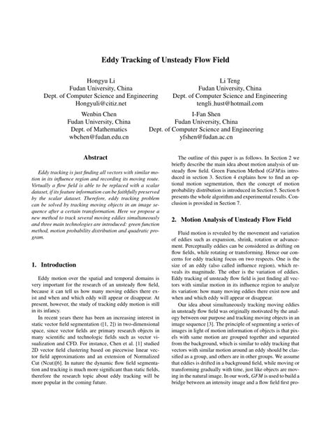 pdf eddy tracking of unsteady flow field