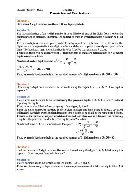 ncert solution for class 11 math chapter 7 permutations and combinations