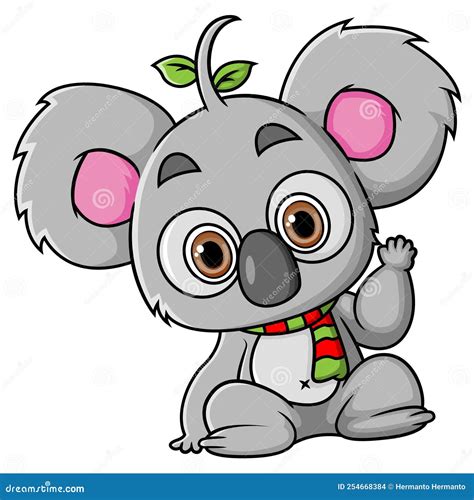 The Cute Koala Is Waving Hand And Saying The Greeting Stock Vector