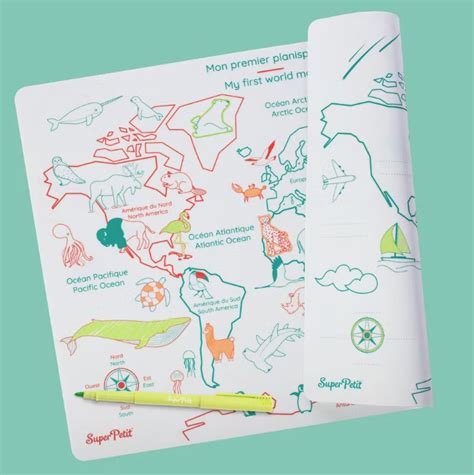 Set De Table Colorier Ducatif Planisph Re Bilingue Anglais Mom Pop
