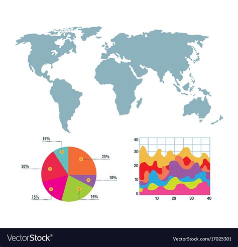 World Map Infographic Pie Chart Graph Royalty Free Vector