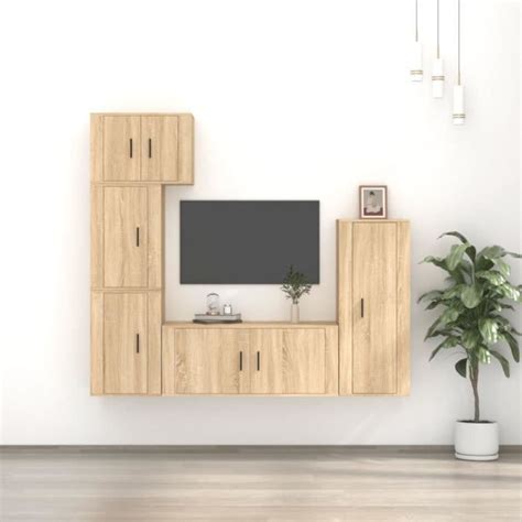 DIOCHE Ensemble de meubles TV 5 pcs Chêne sonoma Bois d ingénierie YW