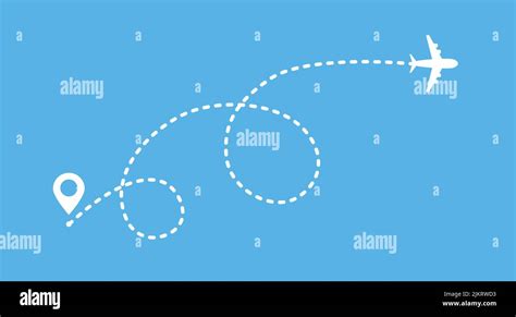 Airplane Line Path Route Vector Illustration Travel Vector Icon With
