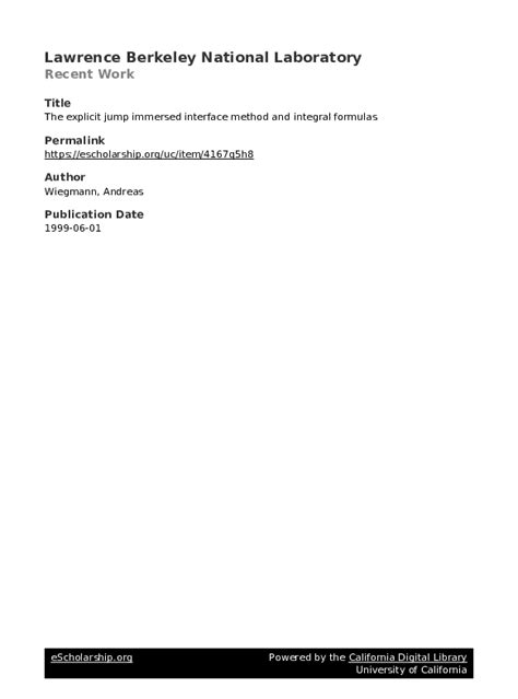 pdf the explicit jump immersed interface method and integral formulas andreas wiegmann