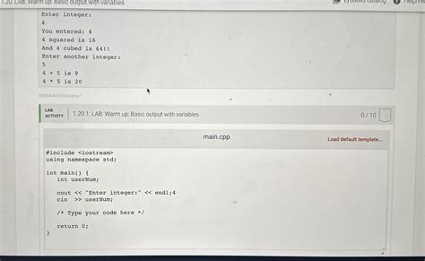 Solved Lab Warm Up Basic Output With Variablesenter Chegg