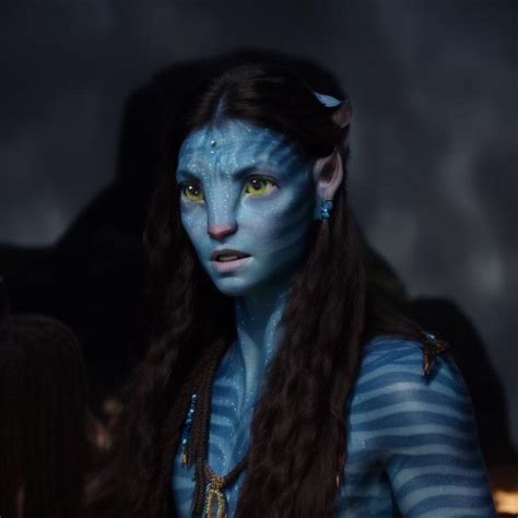 A Woman With Blue Makeup And Long Hair