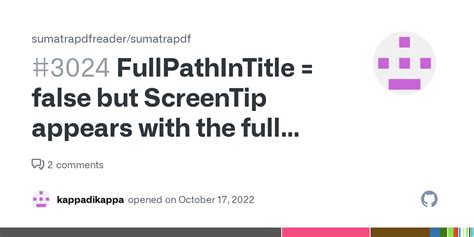 fullpathintitle false but screentip appears with the full path · issue 3024