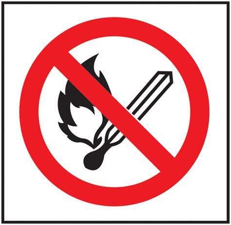 No Naked Flames Symbol Vinyl Safety Labels On A Roll Seton