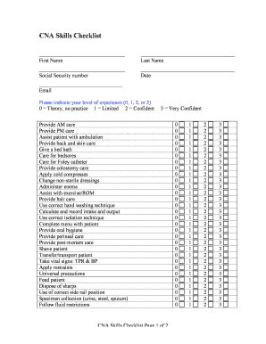 Fillable Online CNA Skills Checklist Fax Email Print PdfFiller