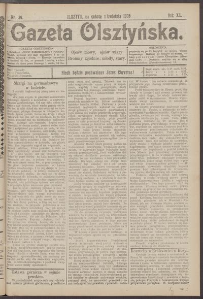 Gazeta Olsztyńska 1905 nr 39 Europeana