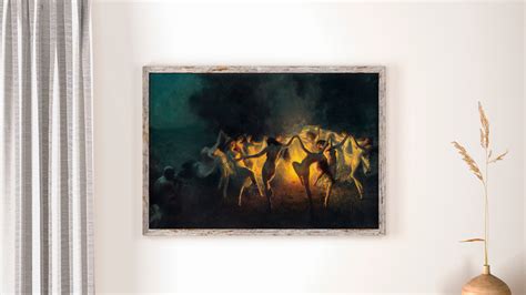Joseph Tomanek Nymphs Dancing To Pans Flute Fire Dance Erotic Print On