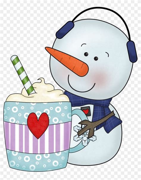 Hot Chocolate Clipart Cute Snowman With Hot Chocolate Free