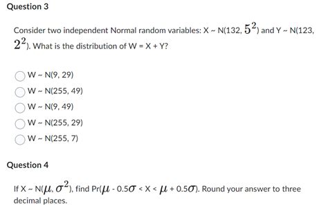 solved consider two independent normal random variables