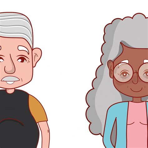 Abuelos Lindos Pareja De Dibujos Animados Vector Premium