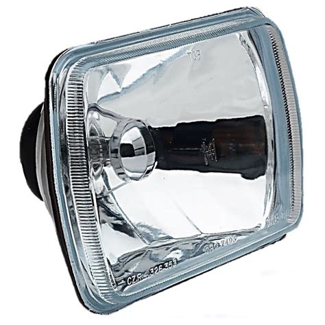 7X6 Crystal Clear Glass Lens Metal Headlight H4 Halogen Light Bulb