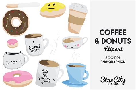 Coffee And Donuts Clipart Vector Vector Cartoon Illustration Of Clip
