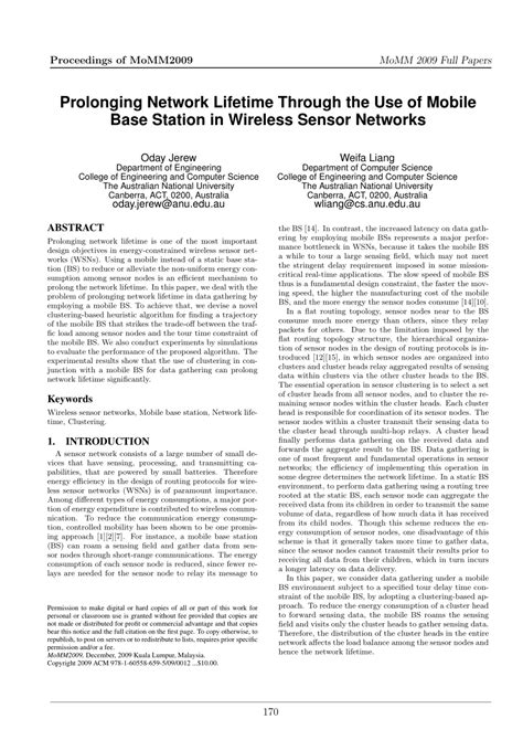 pdf prolonging network lifetime through the use of mobile base station in wireless sensor networks