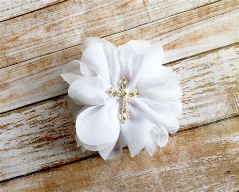 White Flower First Communion Hair Clip St Communion Hair Clip Baptism