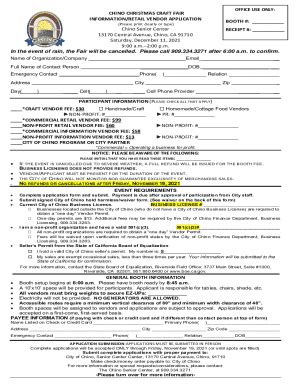 Fillable Online Sample Vendor Fair Application Or Form Fax Email Print