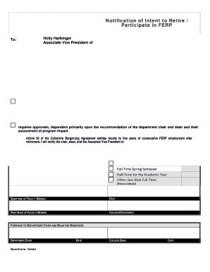 Fillable Online Csulb Notification Of Intent To Retire Participate In