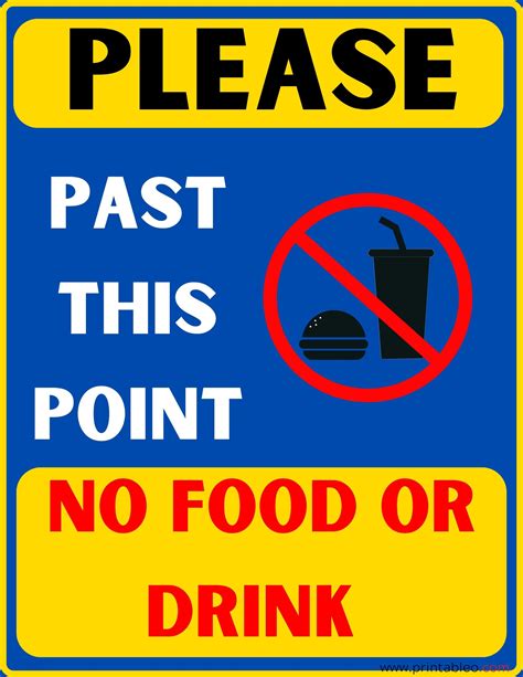 No Food Or Drink Sign Printable Pdfs Printableo