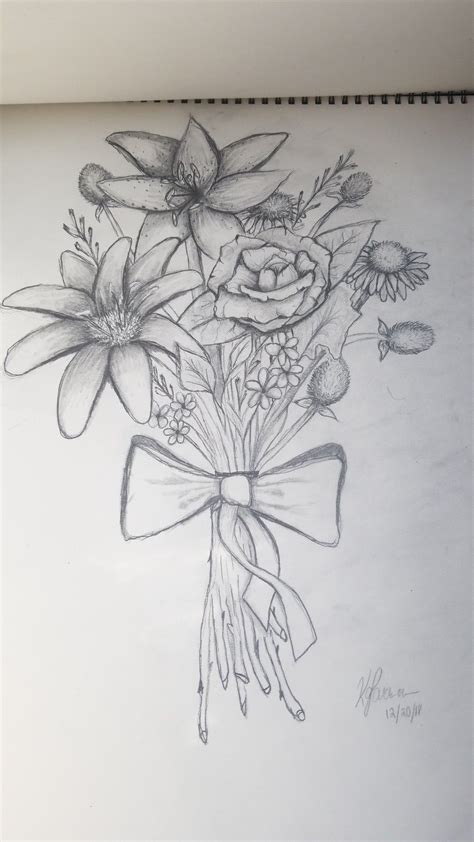 Bouquet Of Flowers Drawing Flower Bouquet Drawing Flower Drawing