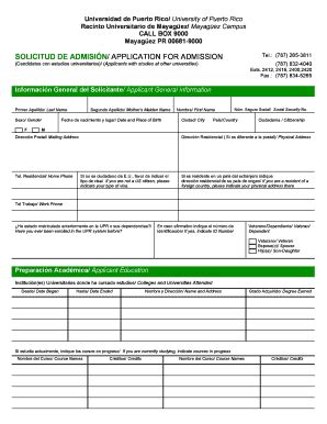 Fillable Online Admisiones Uprm Solicitud De Admisi N Transferencia