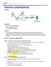 9 2 1 4 Packet Tracer Configuring Static NAT Amyan Noah Doc Packet