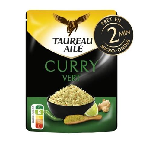 Riz Basmati Curry Vert Micro Ondes 2min TAUREAU AILE Le Sachet 250 G
