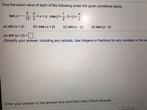 solved find the exact value of each of the following under