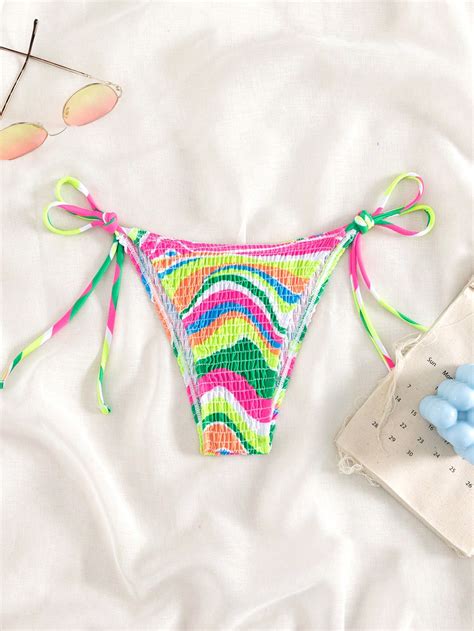 SHEIN Swim Vcay Colorblock Tie Side Bikini Bottom SHEIN USA