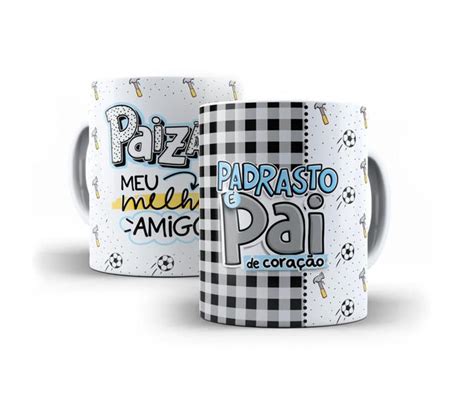 Caneca de Porcelana Dia dos Pais Padrasto é pai de coração
