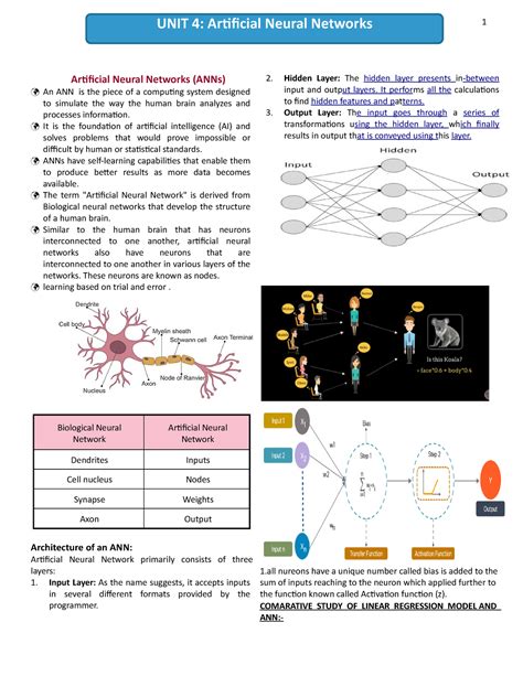 ai unit 4 artificial neural network unit 4 artificial neural networks 1 artificial neural