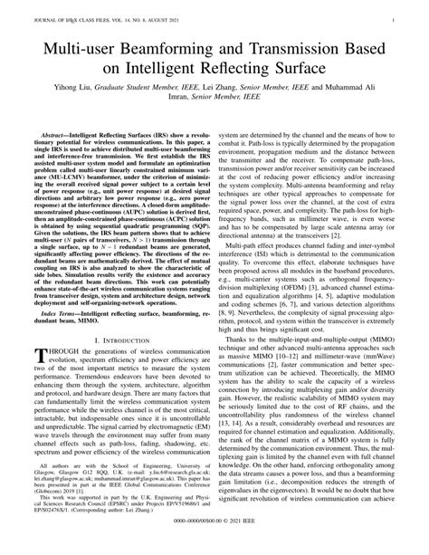 pdf multi user beamforming and transmission based on intelligent reflecting surface