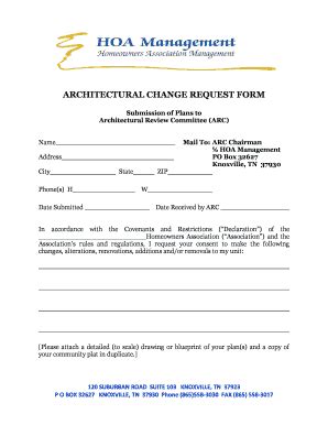 TN HOA Management Architectural Change Request Form 2013 2024 Fill