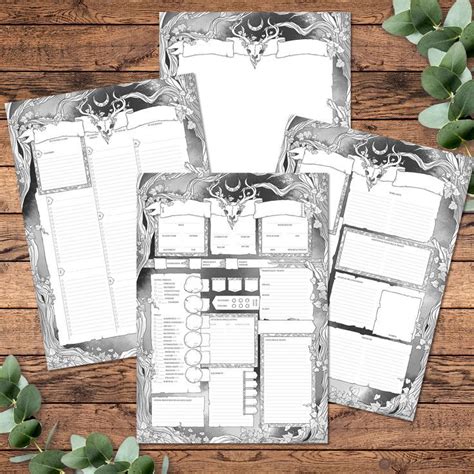 Printable D D Character Sheet DnD 5e D D Characters White Prints