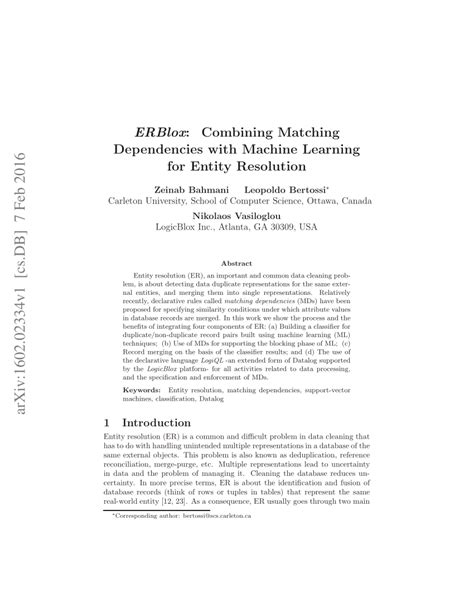pdf erblox combining matching dependencies with machine learning for entity resolution