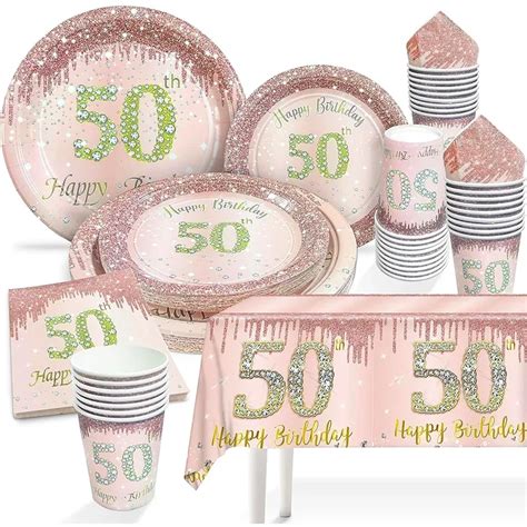 Rose Gold Disposable Tableware Decorated Th Birthday Party Banners