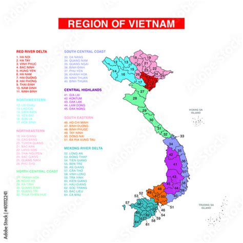 Color Map Of The Provinces Of Vietnam Regions And Prefectures Eps10